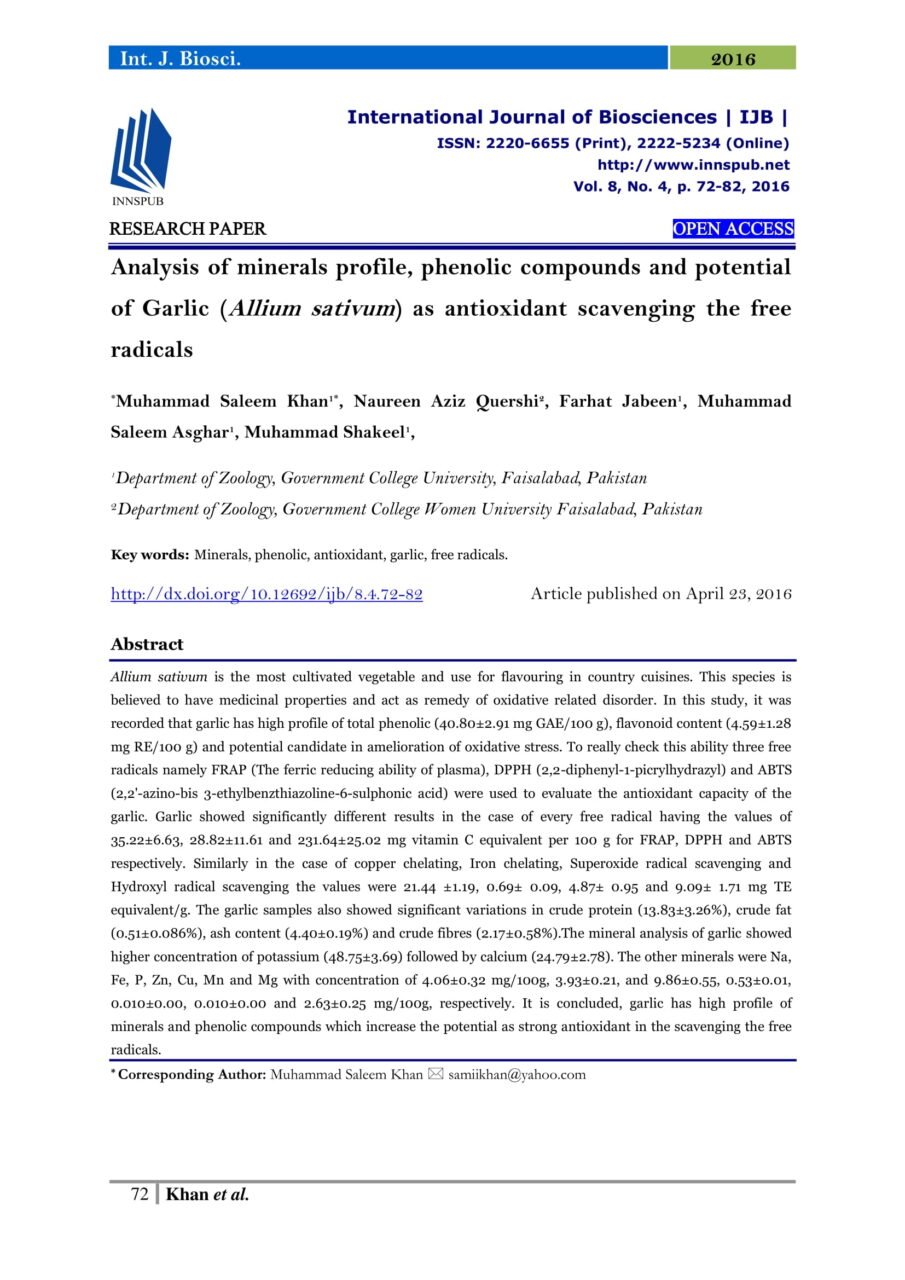 Analysis of minerals profile, phenolic compounds and potential of ...