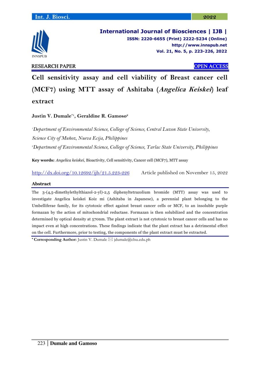 Cell sensitivity assay and cell viability of Breast cancer cell (MCF7 ...