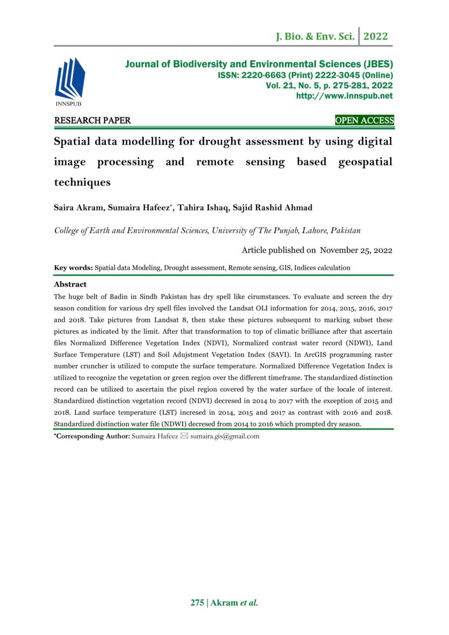 Spatial Data Modelling For Drought Assessment By Using Digital Image 4829