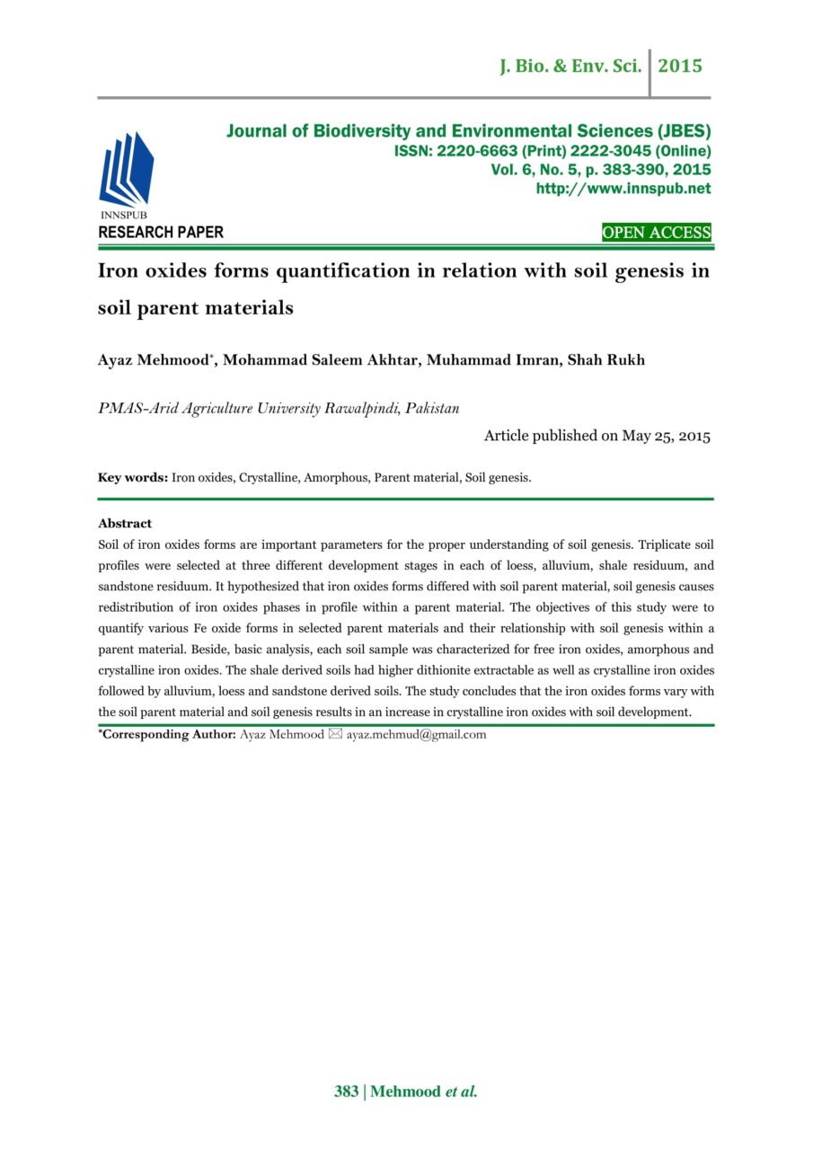 Iron oxides forms quantification in relation with soil genesis in soil ...