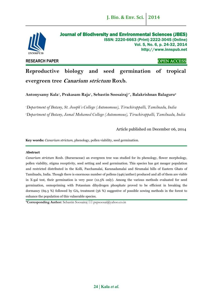 Reproductive biology and seed germination of tropical evergreen tree ...