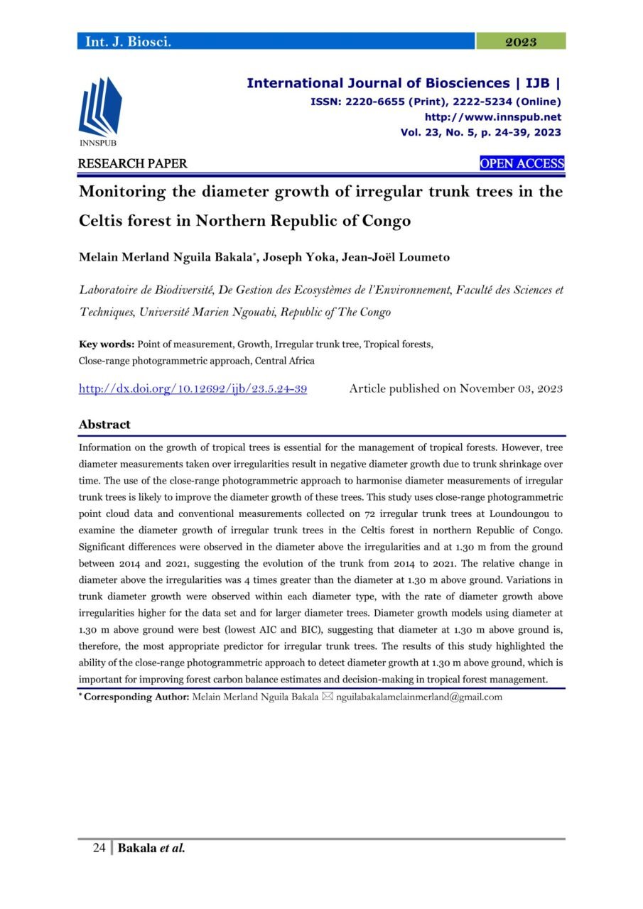 Monitoring the Diameter growth of irregular trunk trees in the Celtis ...