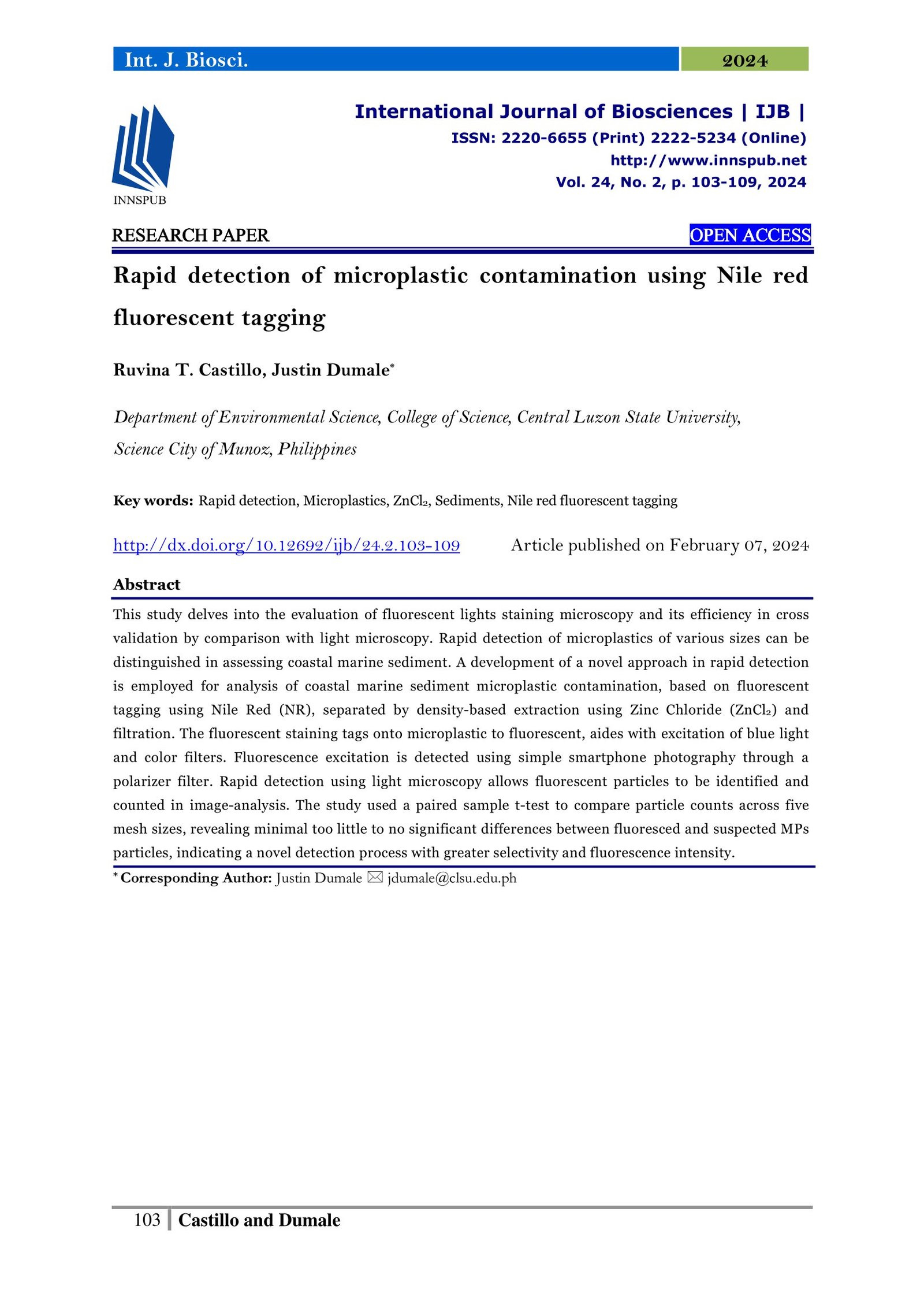 Rapid detection of microplastic contamination using Nile red ...