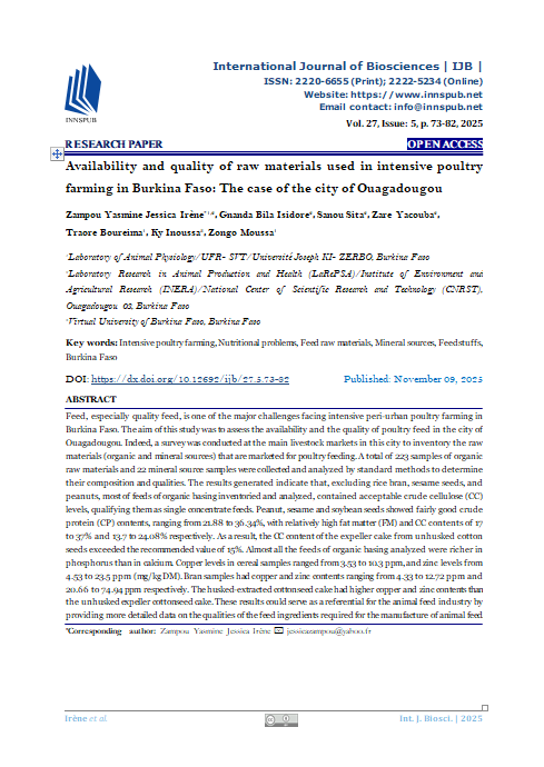 Availability and quality of raw materials used in intensive poultry ...